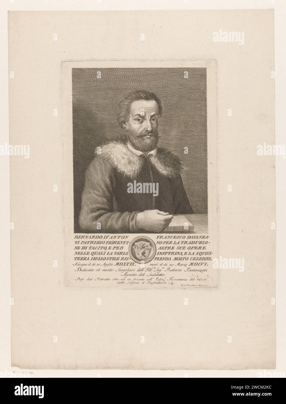 Portret Van Econoom en Histicus Bernardo Davanzati, Gaetano Vascellini ...