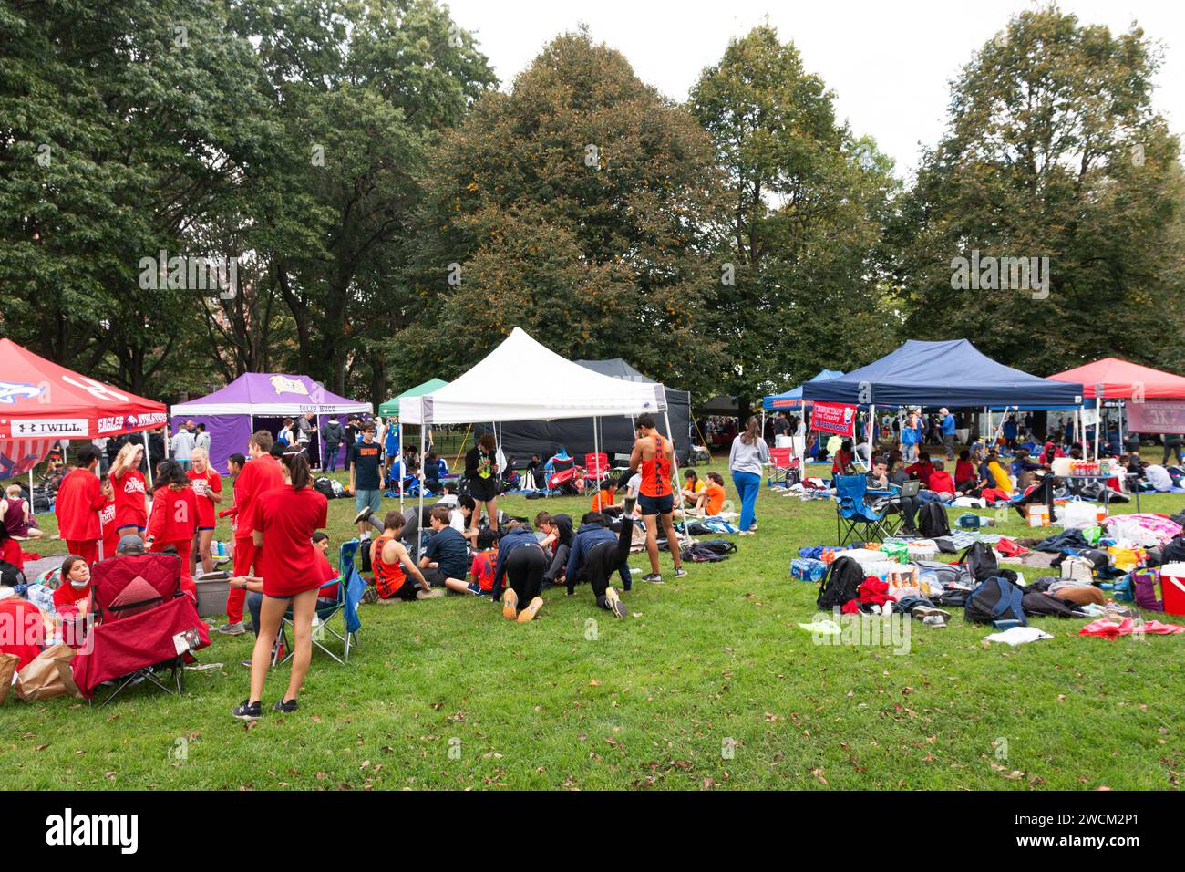 Bronx, New York, USA - 9 October 2021: A group of high school cross ...