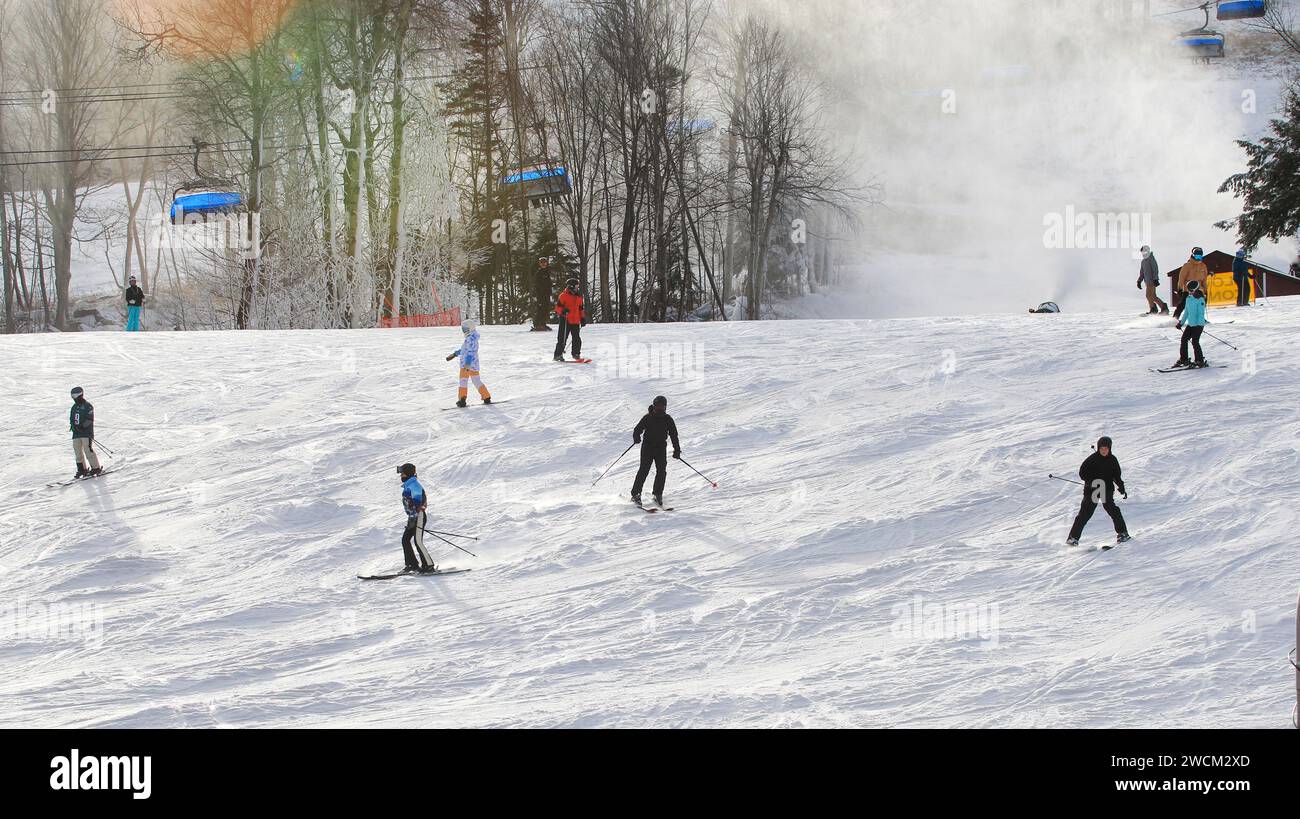 Mount Snow, Vermont, USA - 31 December 2023: A vibrant image capturing ...