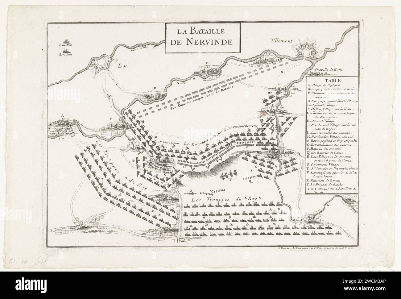 Map of the Battle of Landen, 1693, Anonymous, 1693 print Map of the ...