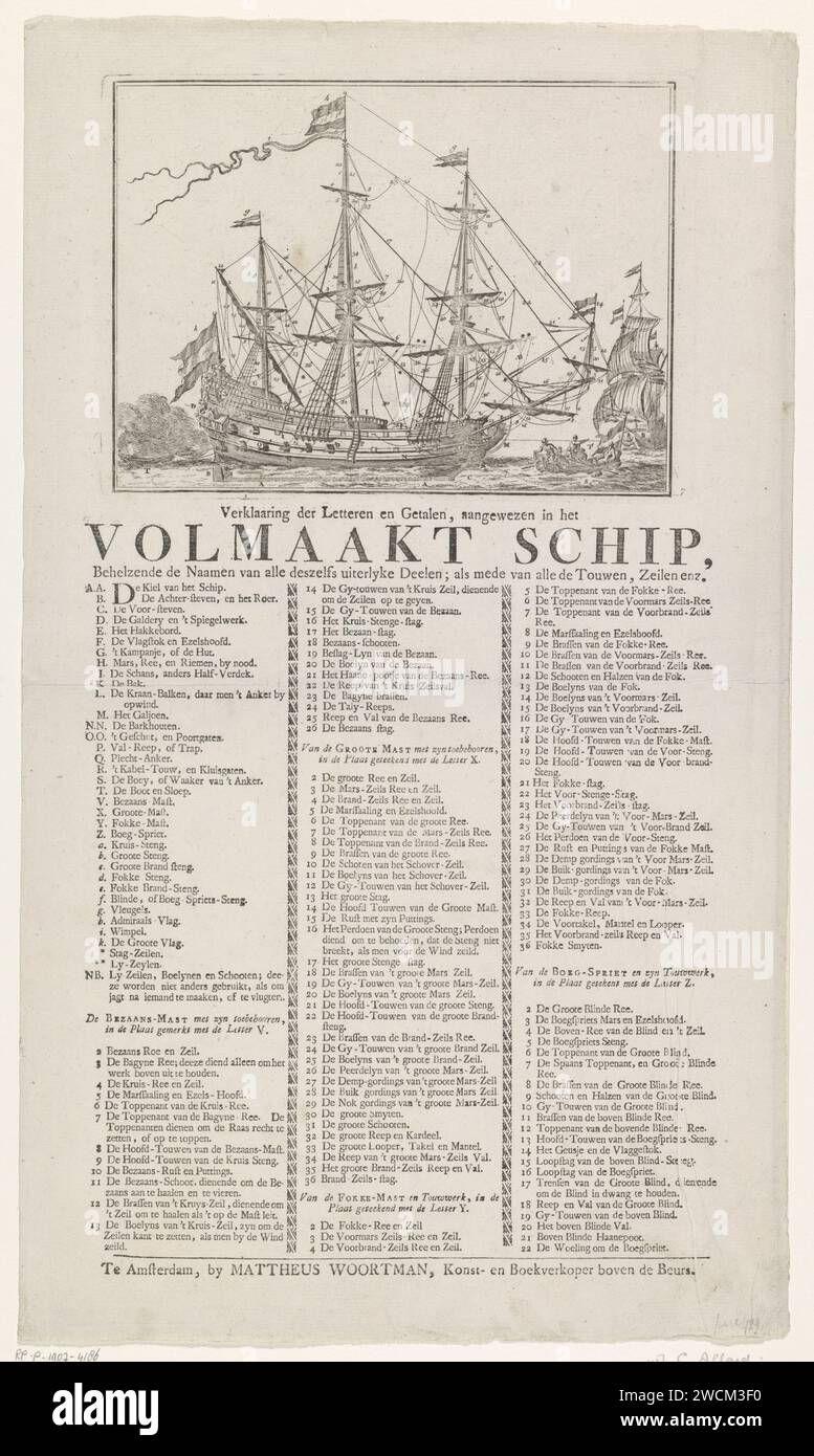 Perfect ship, Anonymous, 1759 - 1767 print A perfect sailing ship ...