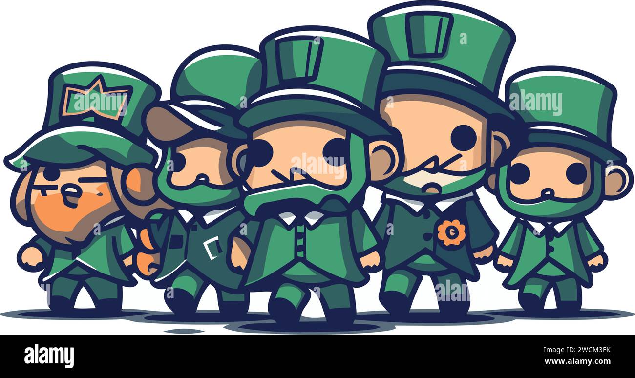 Cartoon St Patricks Day Leprechauns Vector Illustration Stock Vector