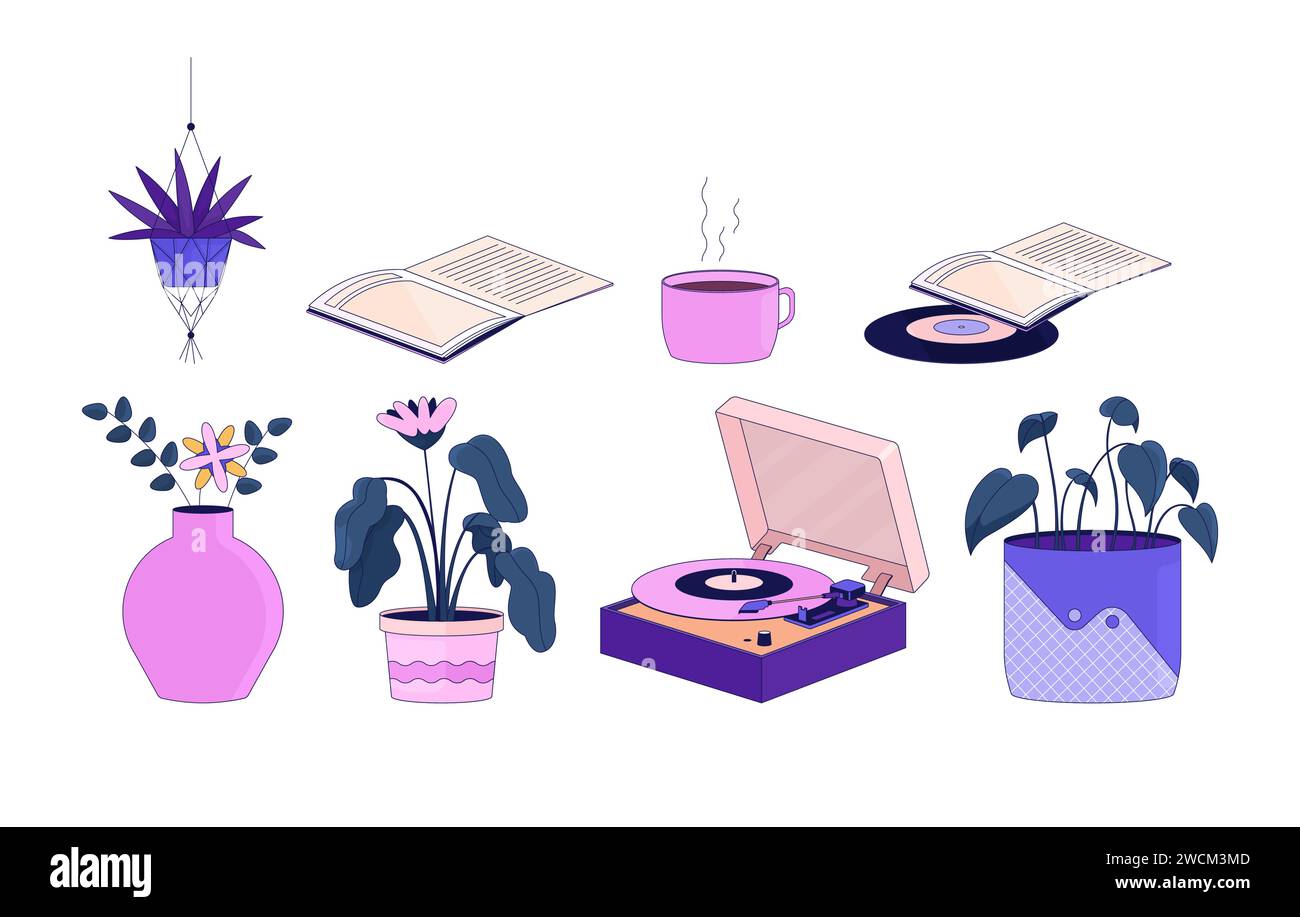 Interior elements linear icons Stock Vector Images - Alamy