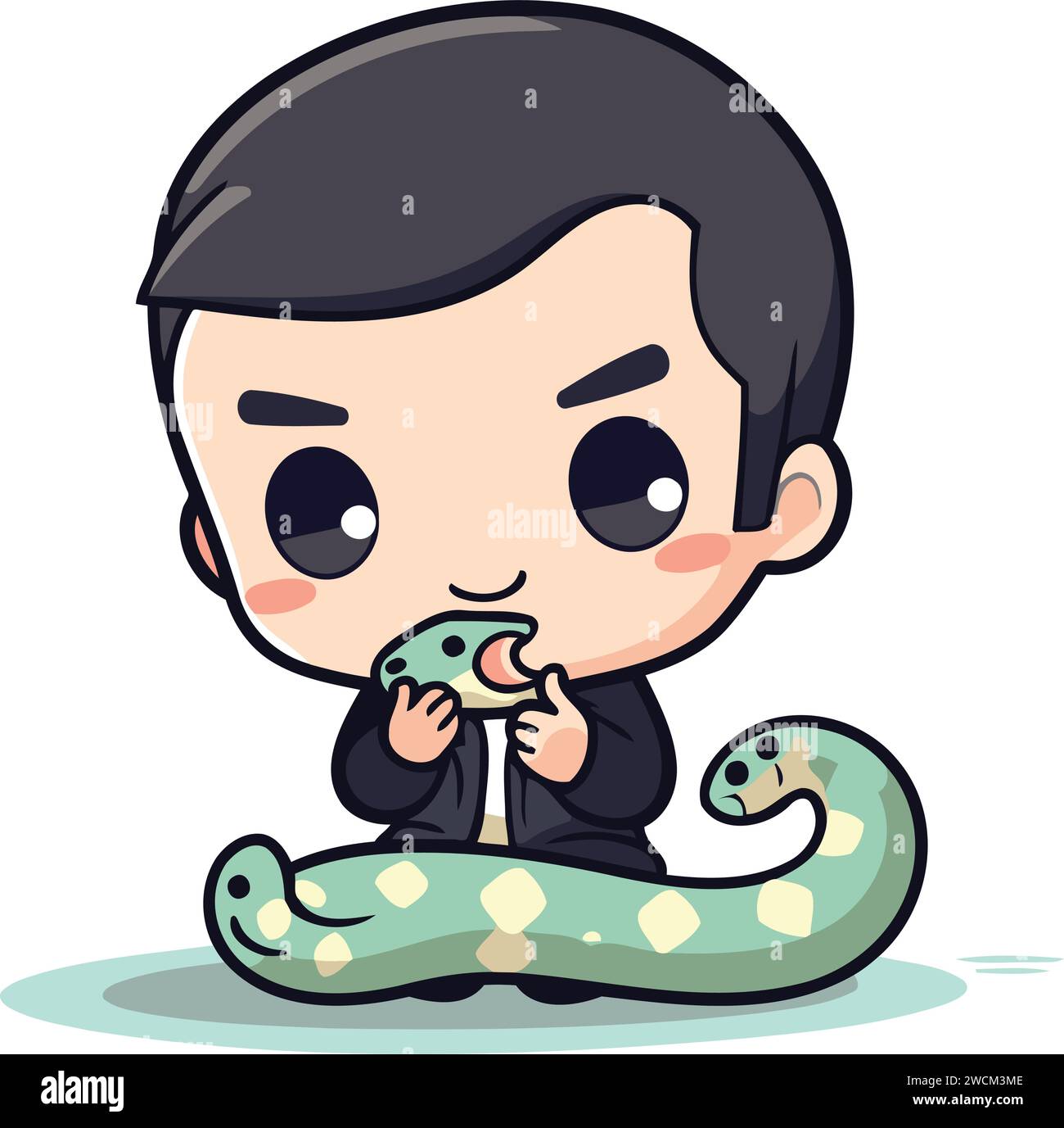 Boy with a snake Stock Vector Images - Alamy