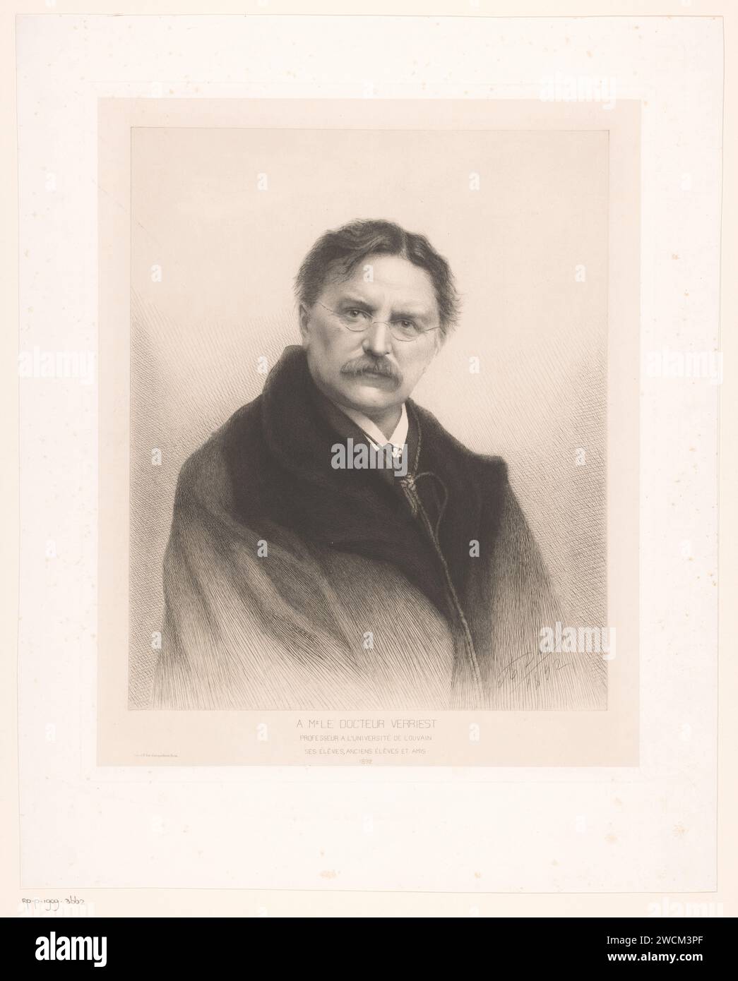Portrait of Gustaaf Verriest, Auguste Danse, 1892 print Brussels paper ...