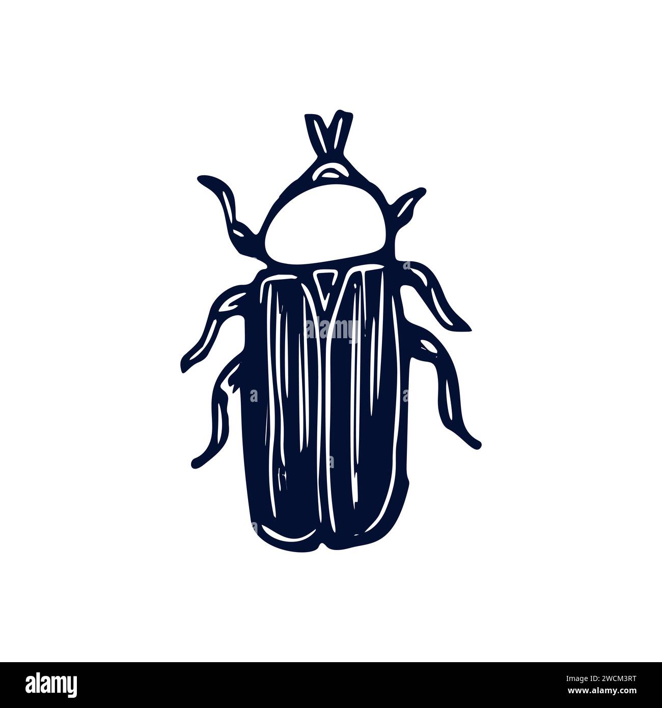 Handmade blockprint bug motif clipart in folkart scandi style. Simple ...