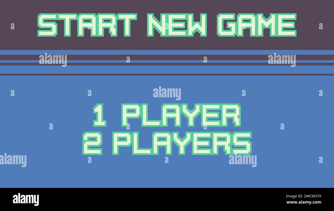 Start new game background with player selection. 8-bit game. Retro ...