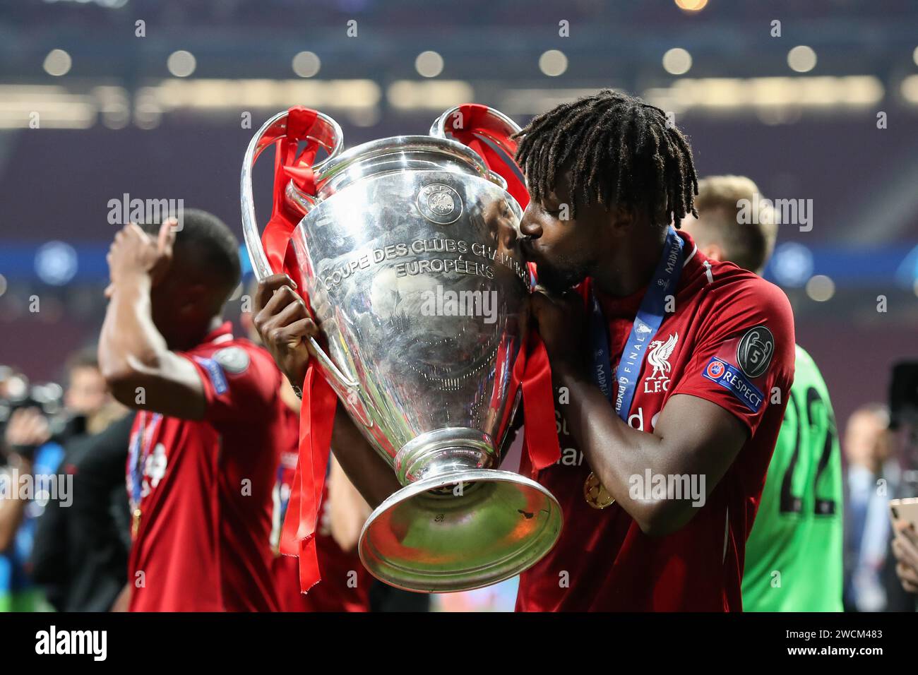 Divock Origi of Liverpool with the trophy during the UEFA Champions ...