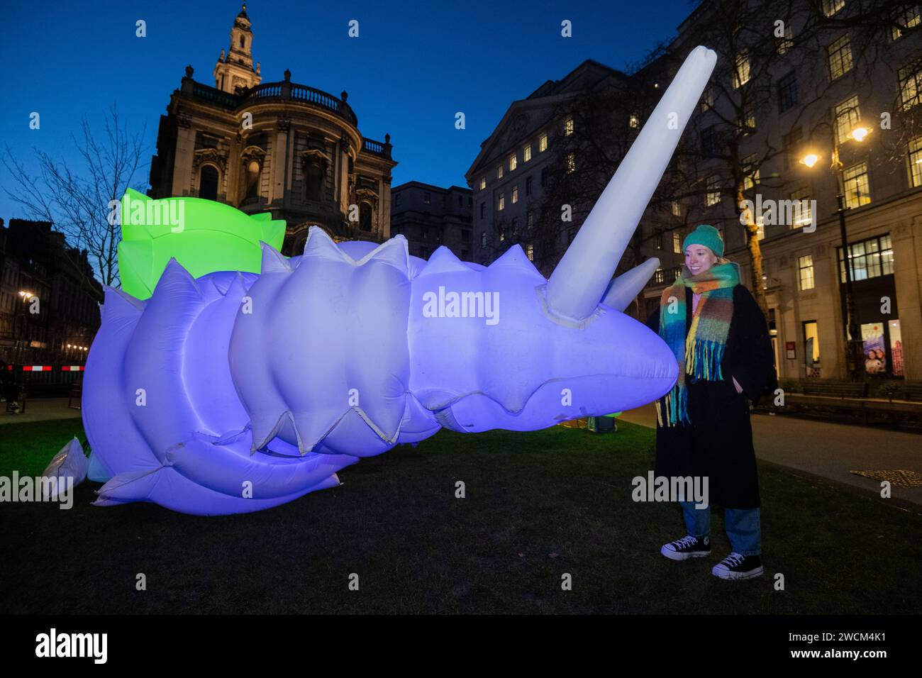 London, UK. 16 January 2024. An installation of giant soft robots ...