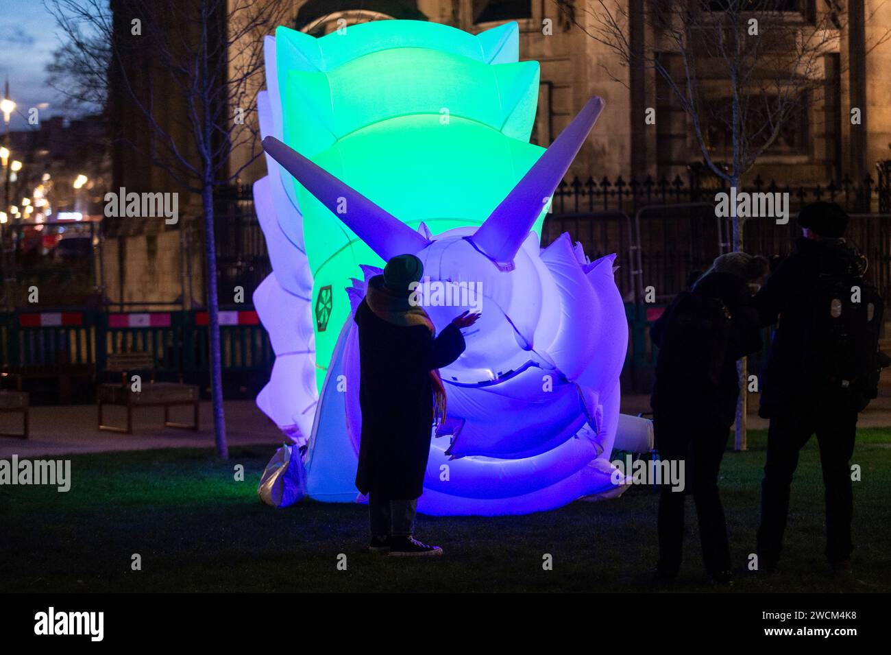 London, UK. 16 January 2024. An installation of giant soft robots ...