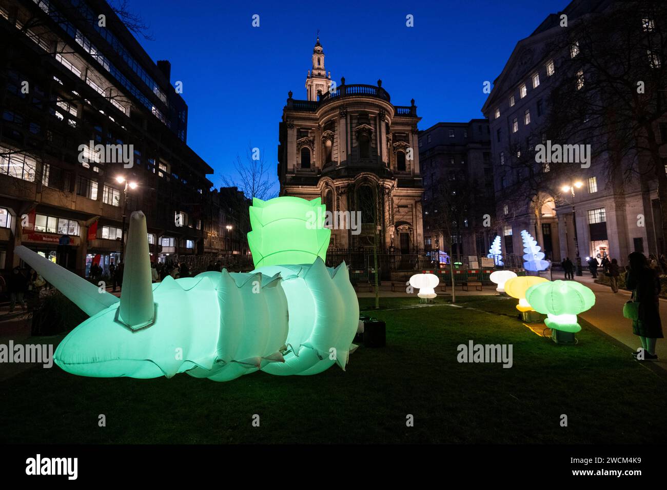 London, UK. 16 January 2024. An installation of giant soft robots ...
