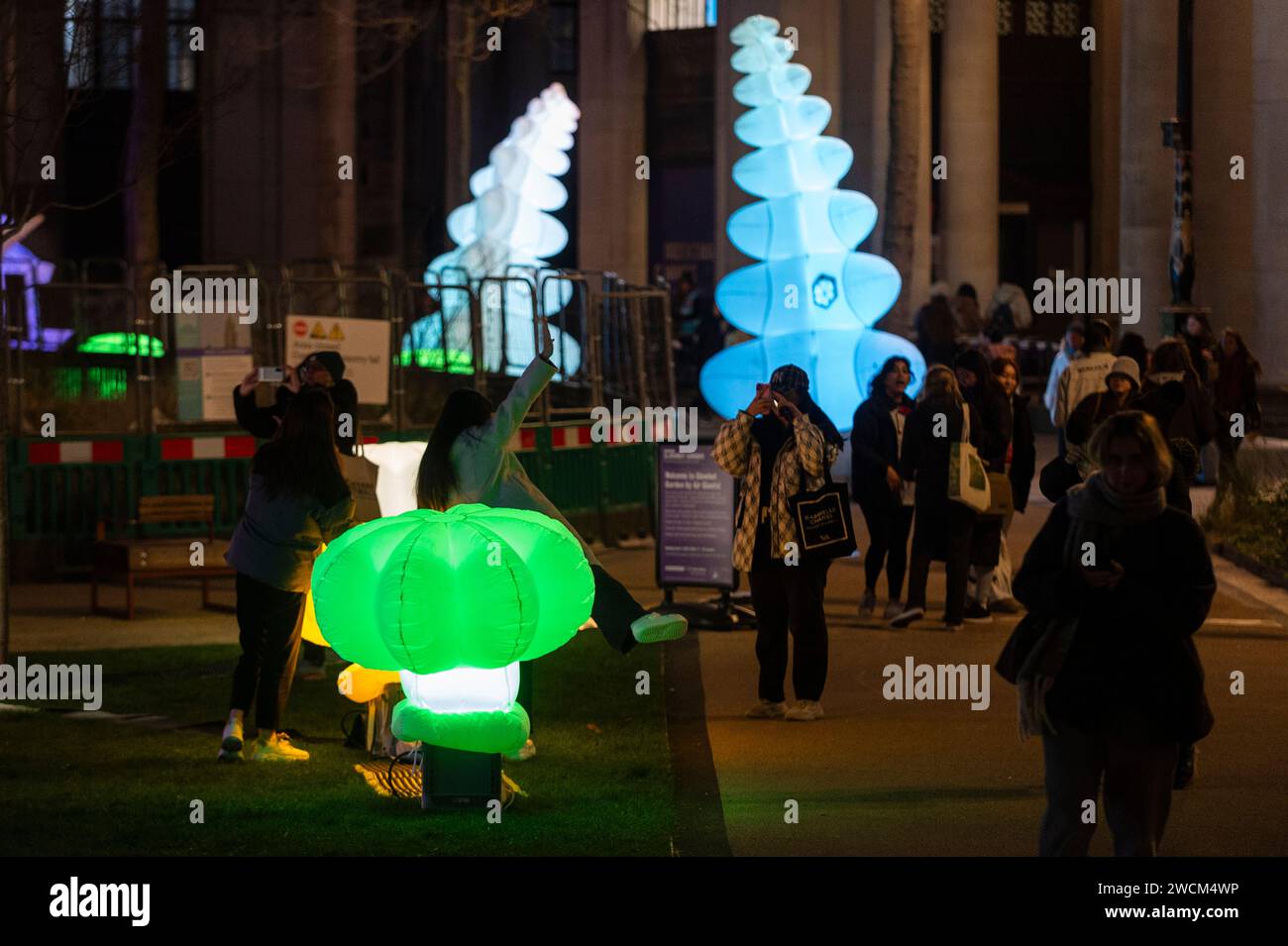 London, UK. 16 January 2024. An installation of giant soft robots ...