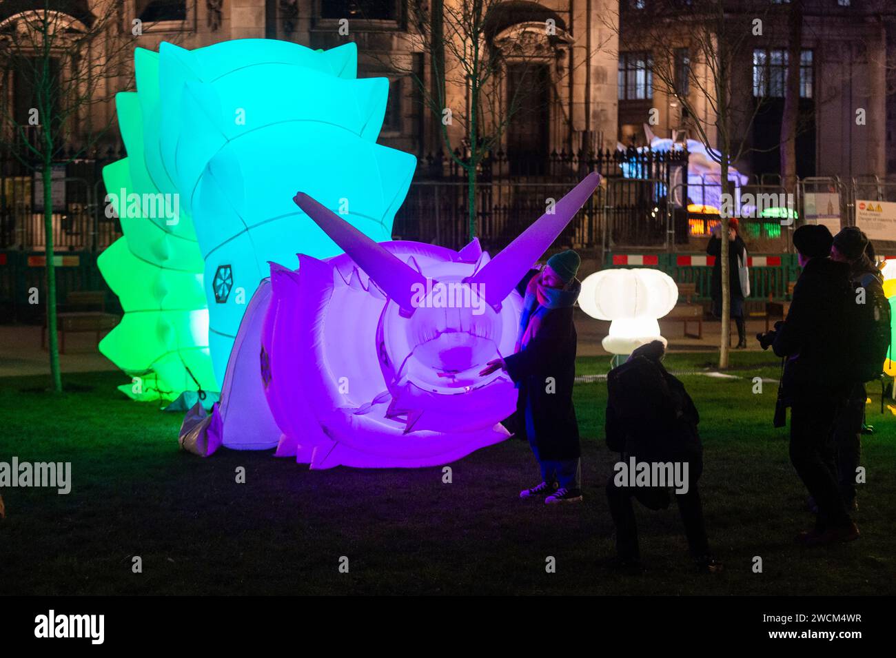 London, UK. 16 January 2024. An installation of giant soft robots ...