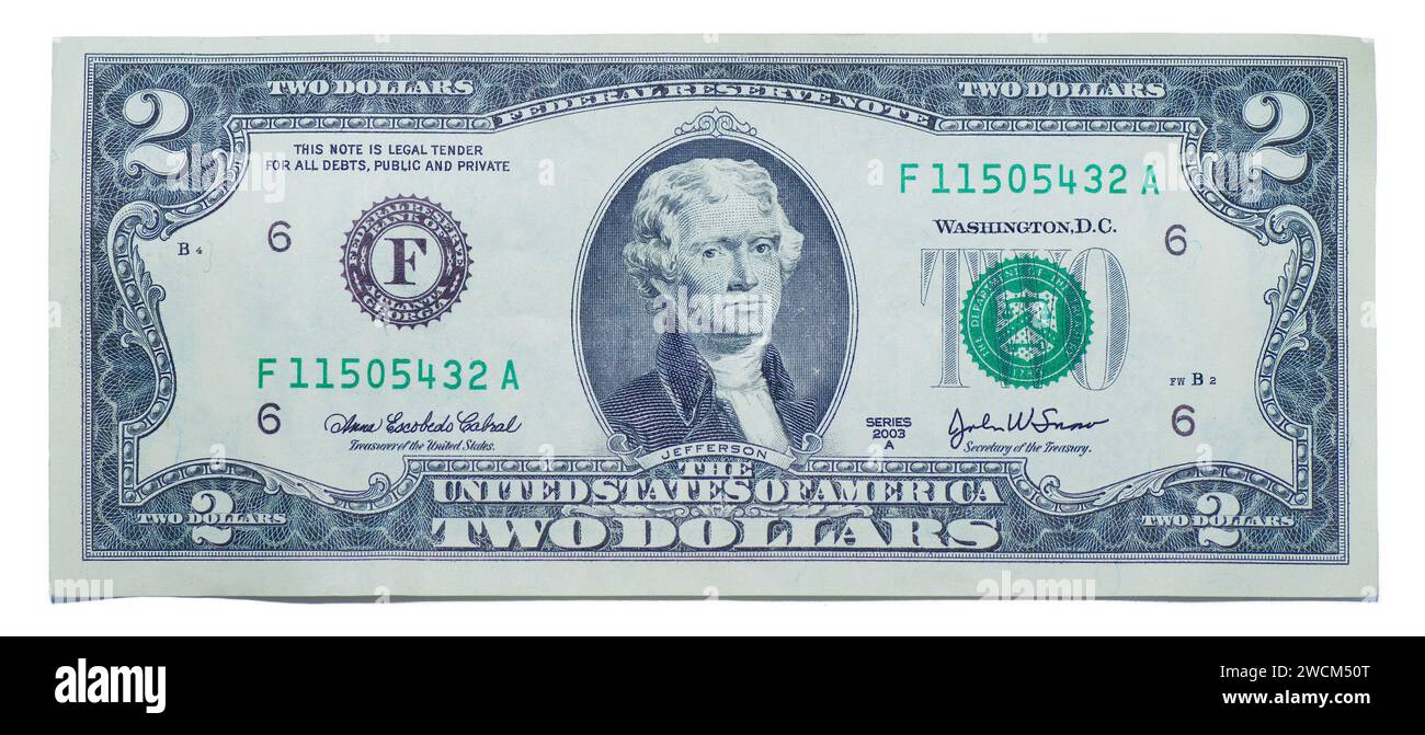 US Dollars 2 bank note - real American 2 dollar bill cash money ...