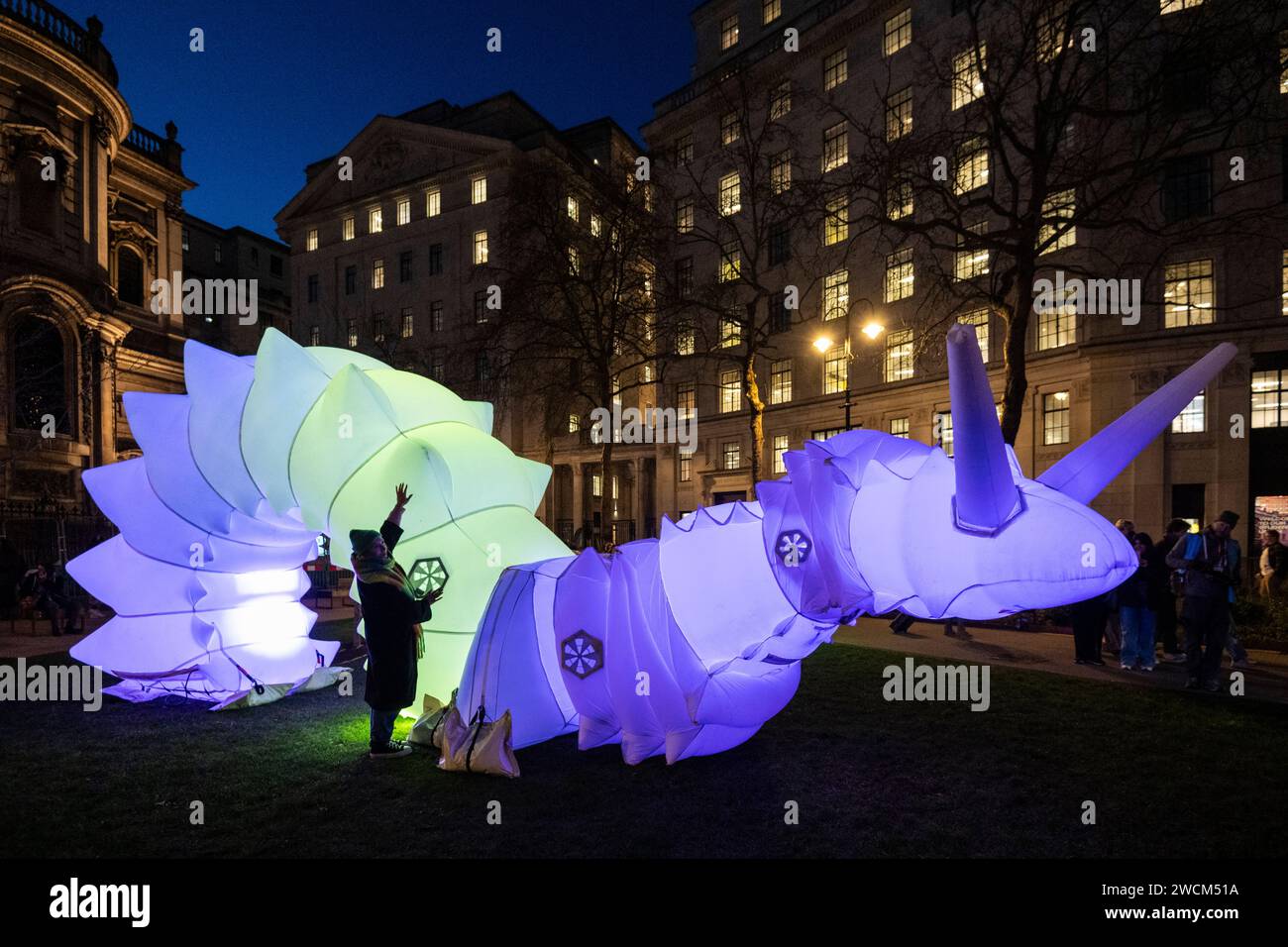 London, UK. 16 January 2024. An installation of giant soft robots ...