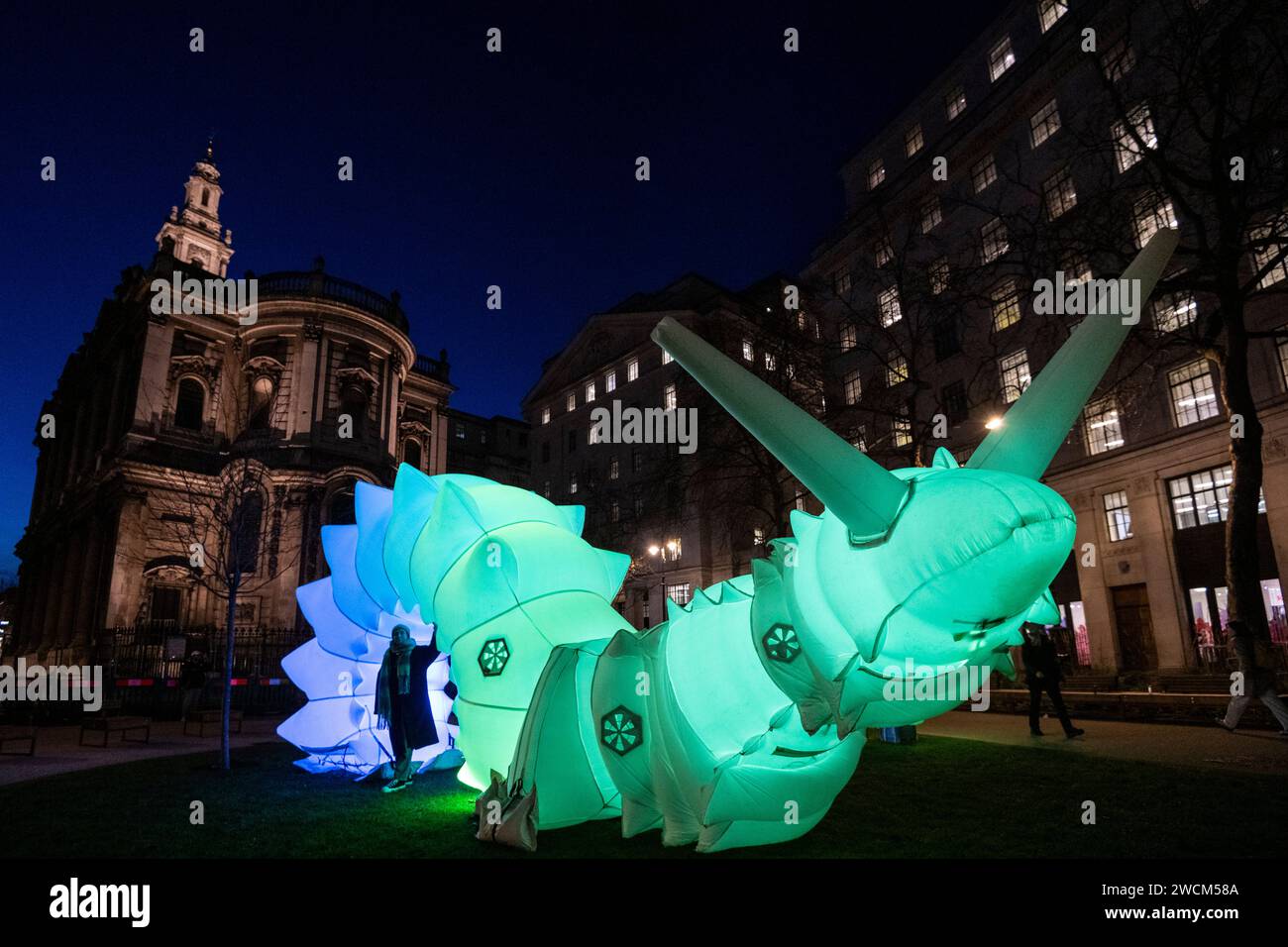 London, UK. 16 January 2024. An installation of giant soft robots ...