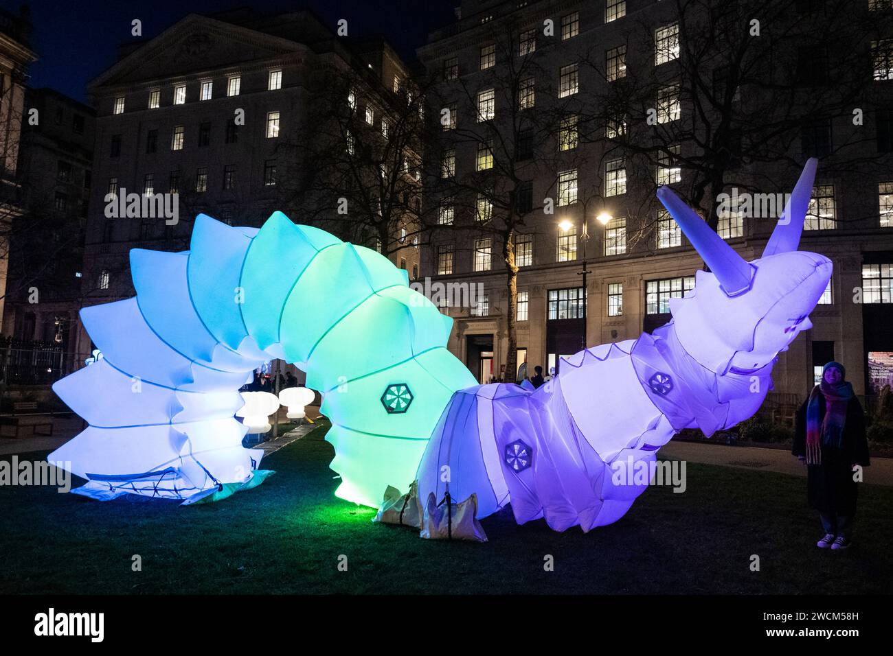 London, UK. 16 January 2024. An installation of giant soft robots ...