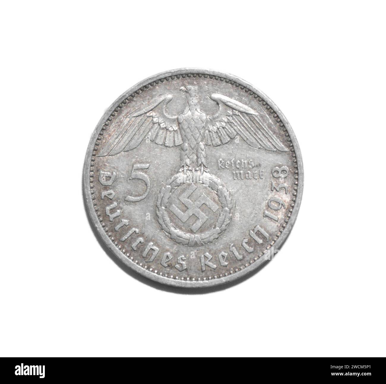 5 Reichsmark 1938 A - Paul von Hindenburg 1847 - 1934 German coin Eagle ...