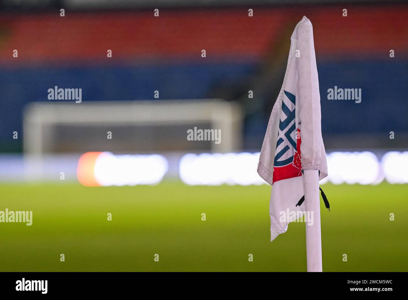 A general view of Toughsheet Community Stadium and branded corner flag ...