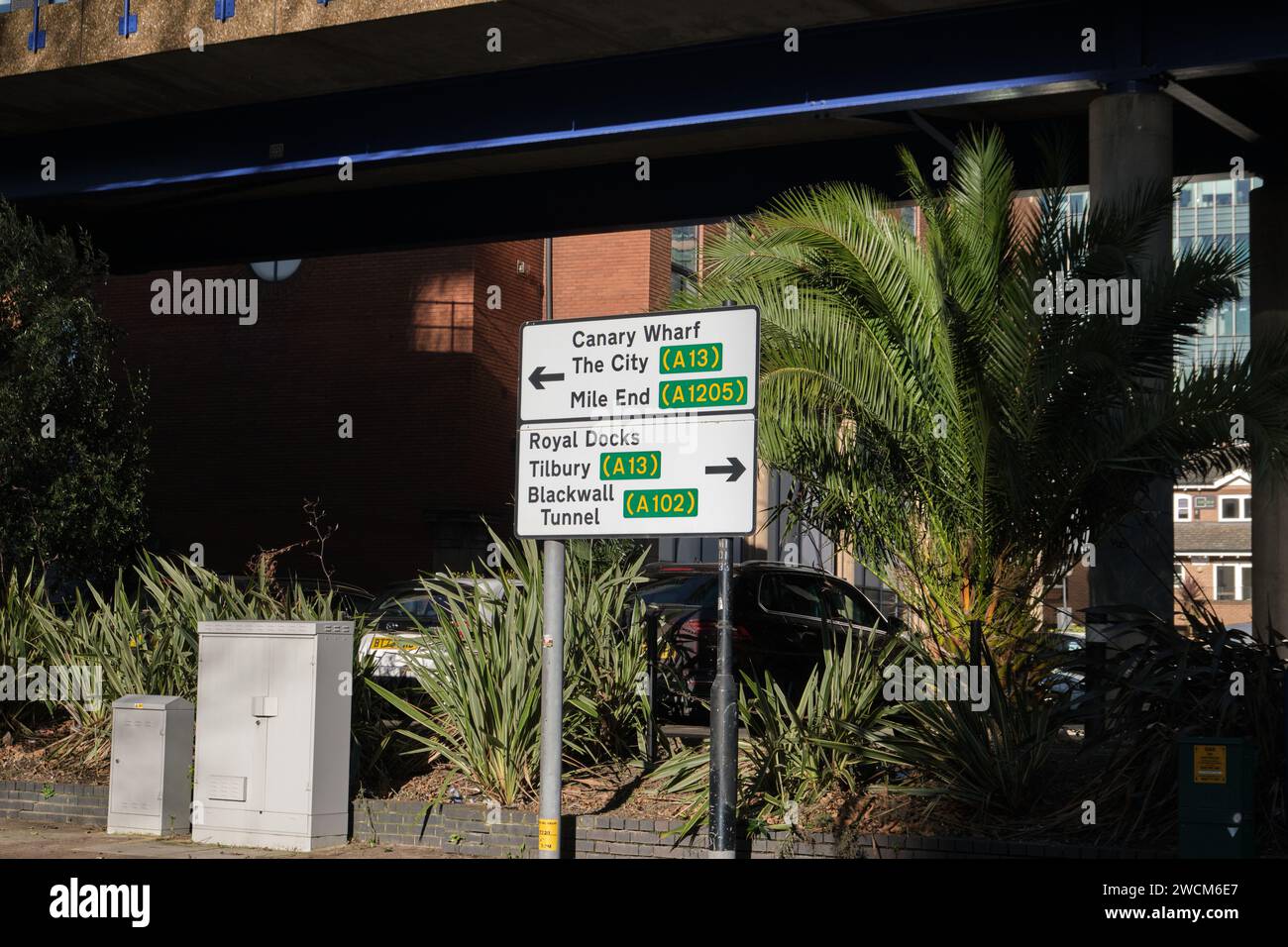 Traffic Sign in South Quay, Canary Wharf, London. Directions to Canary ...