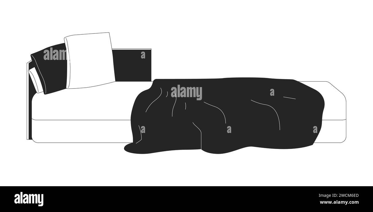 Messy bed black and white 2D line cartoon object Stock Vector Image ...