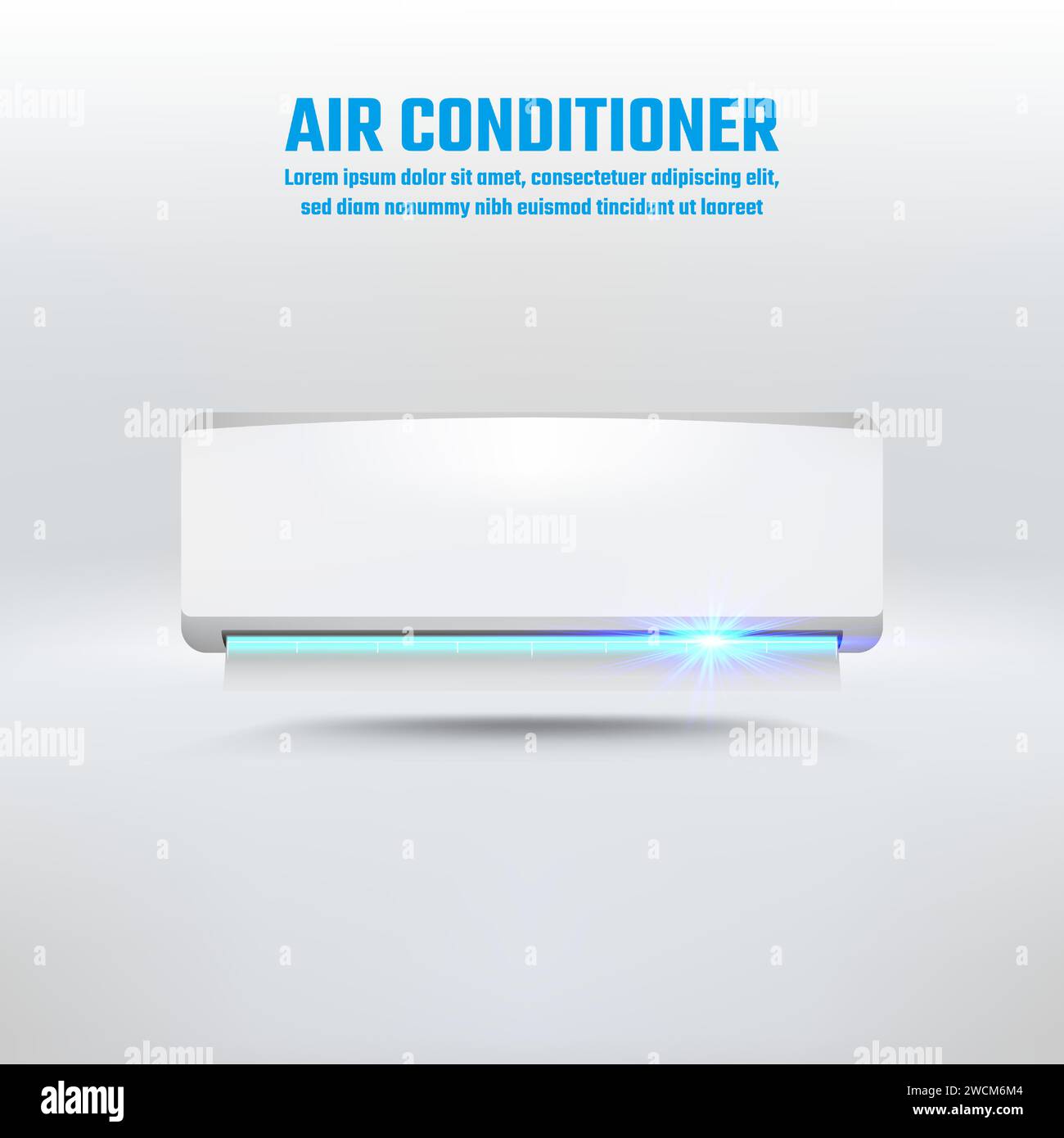 Realistic vector 3D air conditioner with modern design. Controlling temperature and climate in ...
