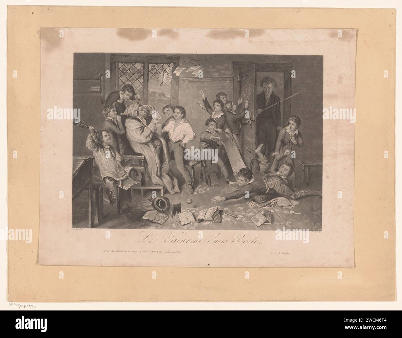 Chaos in a classroom with boys, Jean Pierre Marie Jazet, After H ...