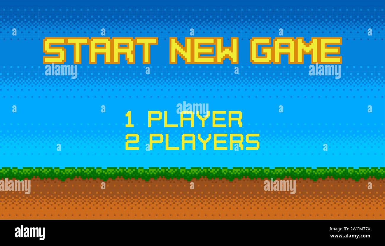 Start New Game background with player selection. 8-bit game. Retro ... Start New Game background with player selection. 8-bit game. Retro ...