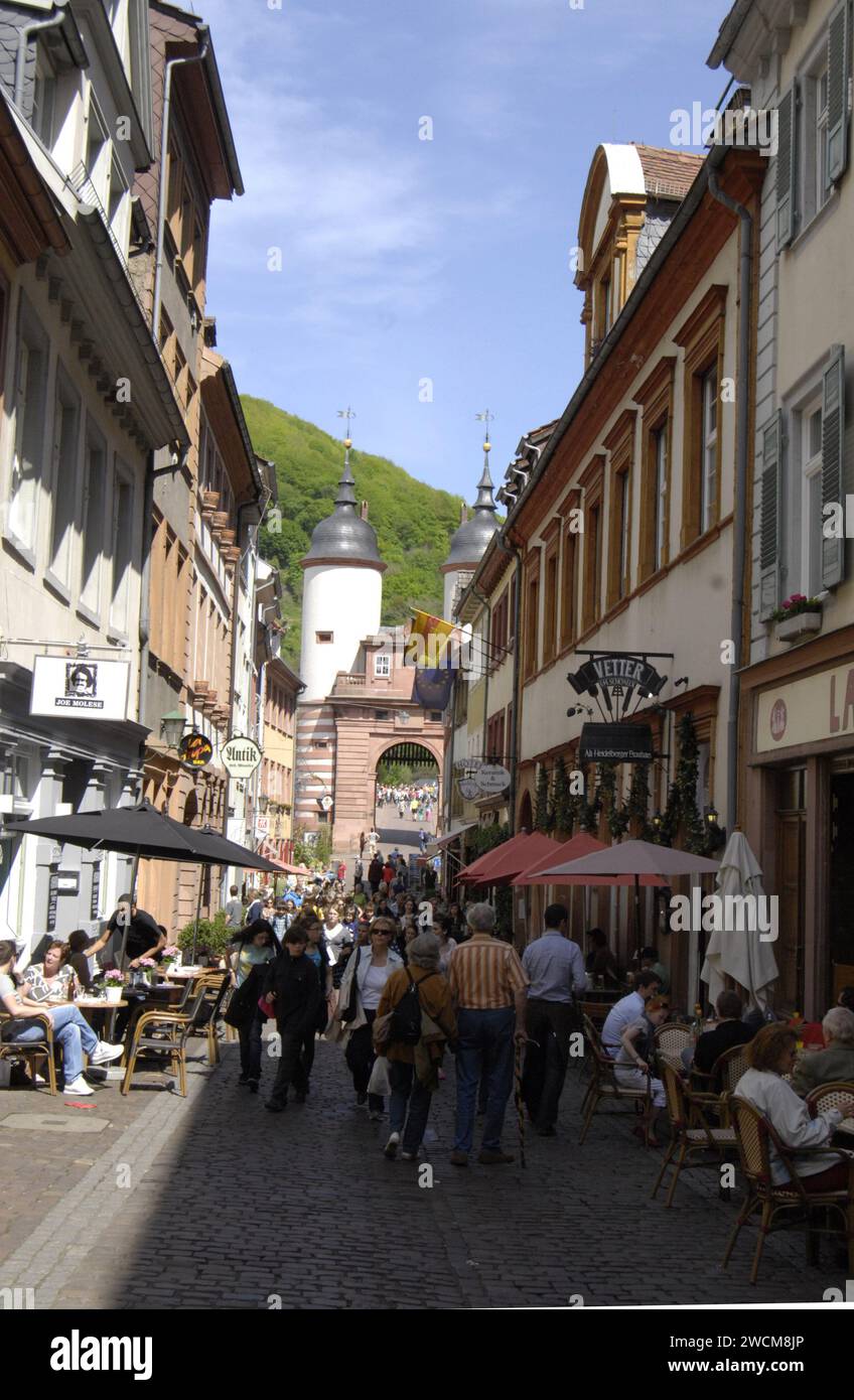 HEIDELBERG/GERMANY Tourism and pleasure cafe and river life in ...