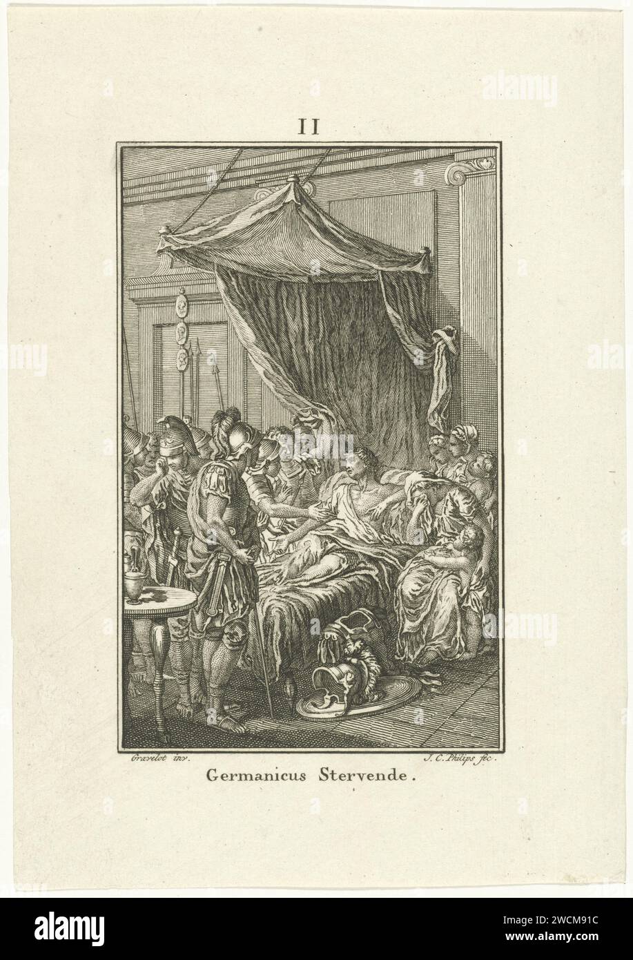 Germanicus on his deathbed, Jan Caspar Philips, after Hubert François ...