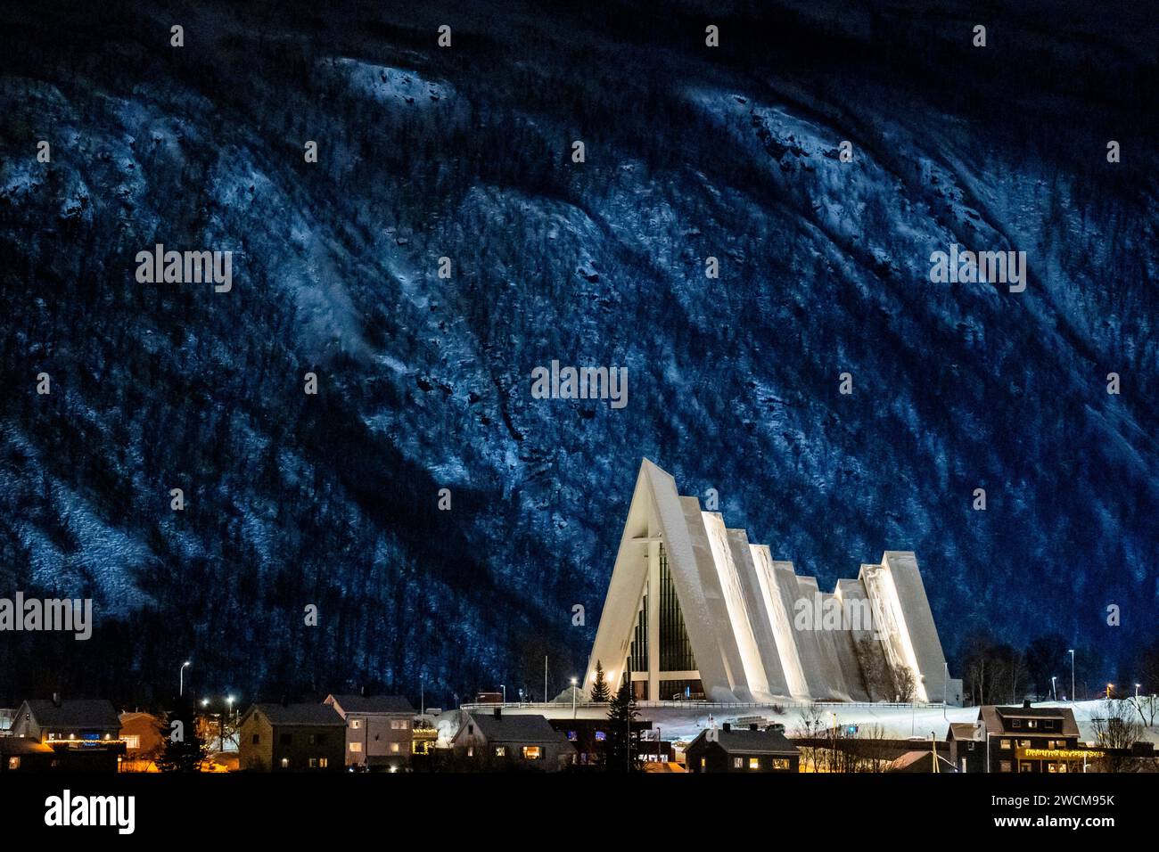 Tromso 20240116.The Arctic Cathedral, actually Tromsdalen Church, is a ...