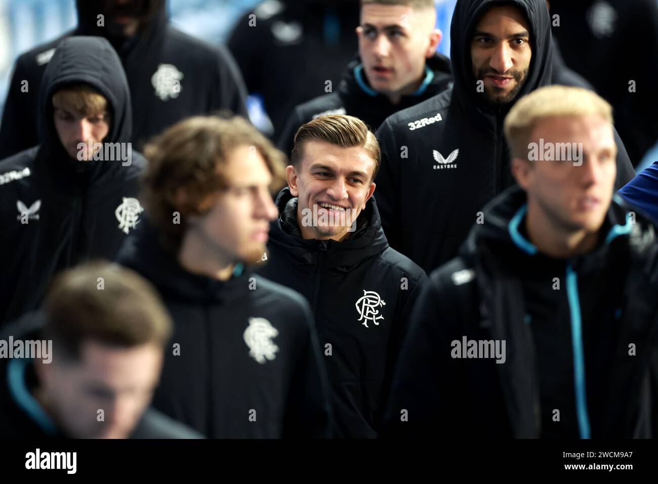 Rangers' Ridvan Yilmaz (centre) with team-mates ahead of a friendly ...