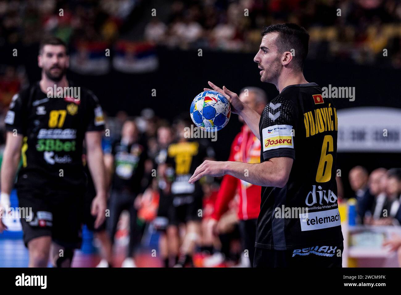 Montenegro, 16/01/2024, Milos Vujovic (Montenegro, #6) mit Ball MEN?S ...