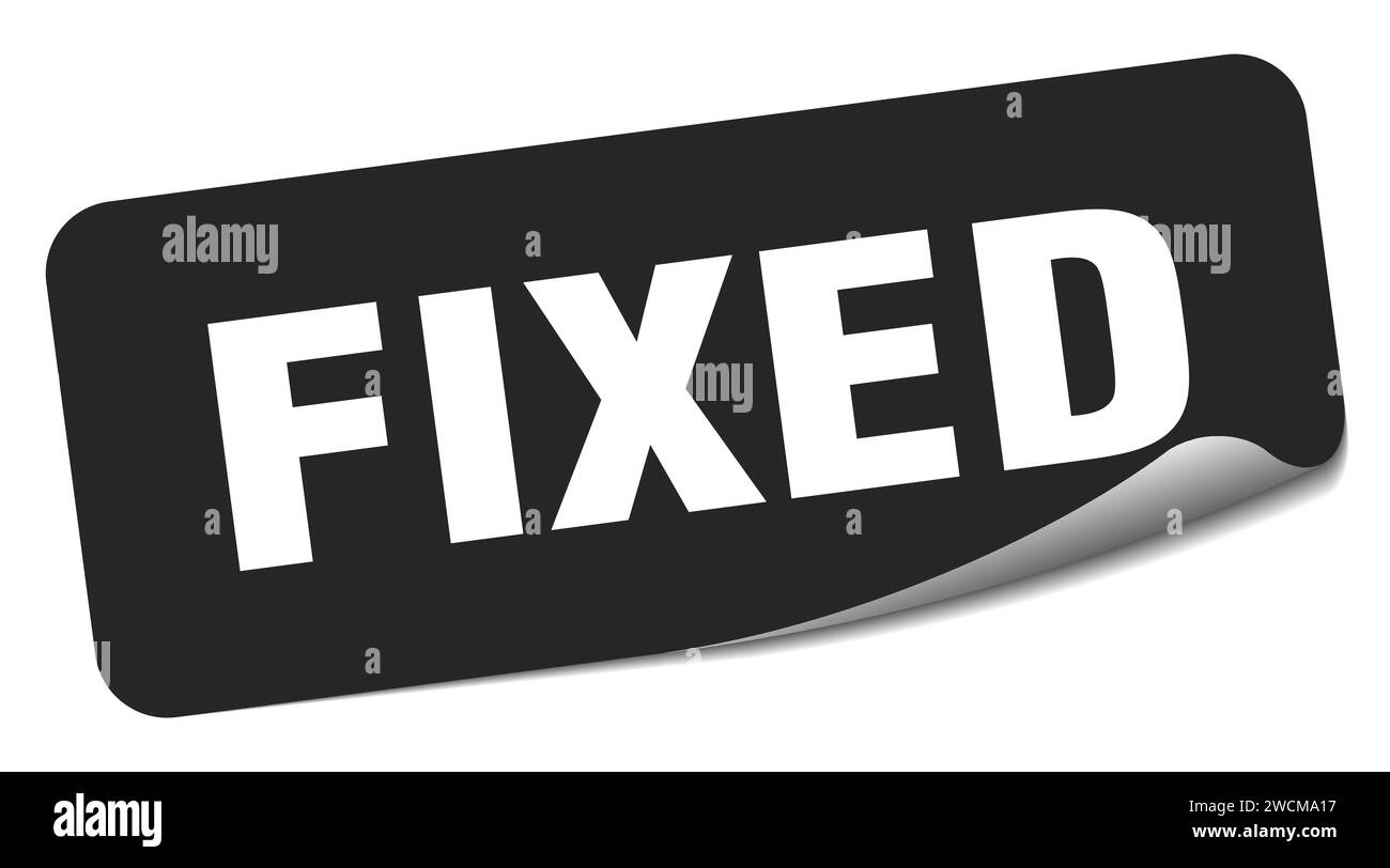 fixed sticker. fixed rectangular label isolated on white background ...