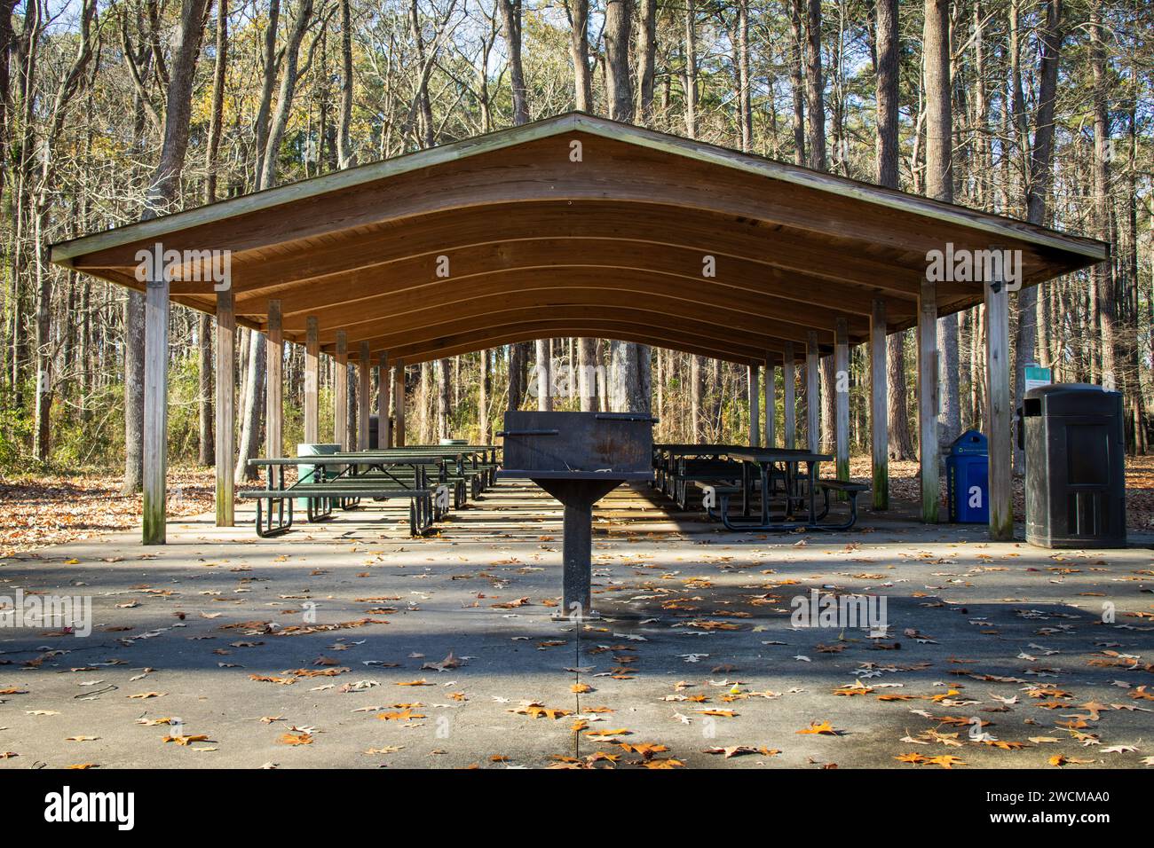 Empty Outdoor Park Picnic Shelter with Grill Stock Photo - Alamy