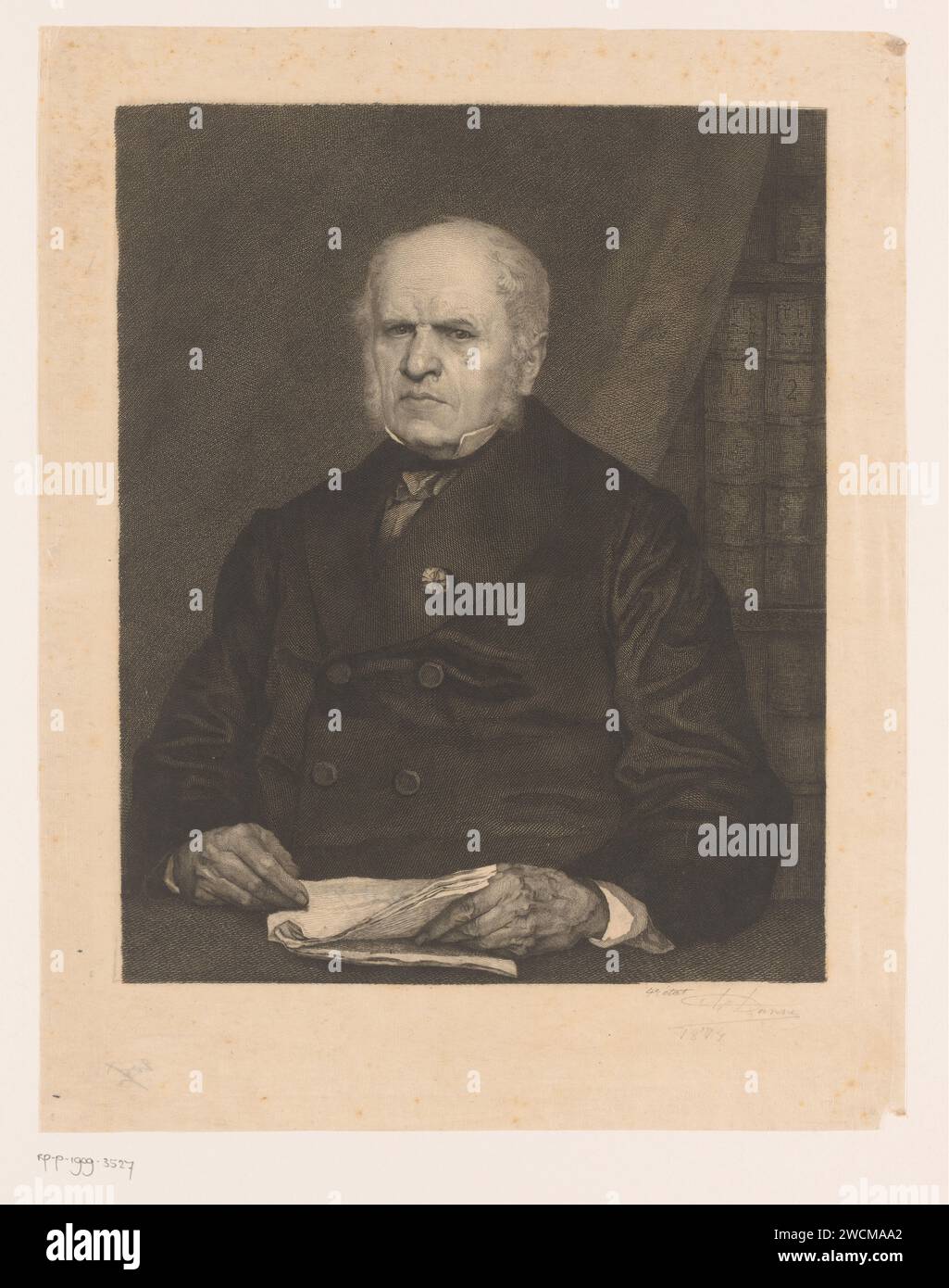 Portret van Édouard Fétis, Auguste Danse, 1874 print paper etching ...