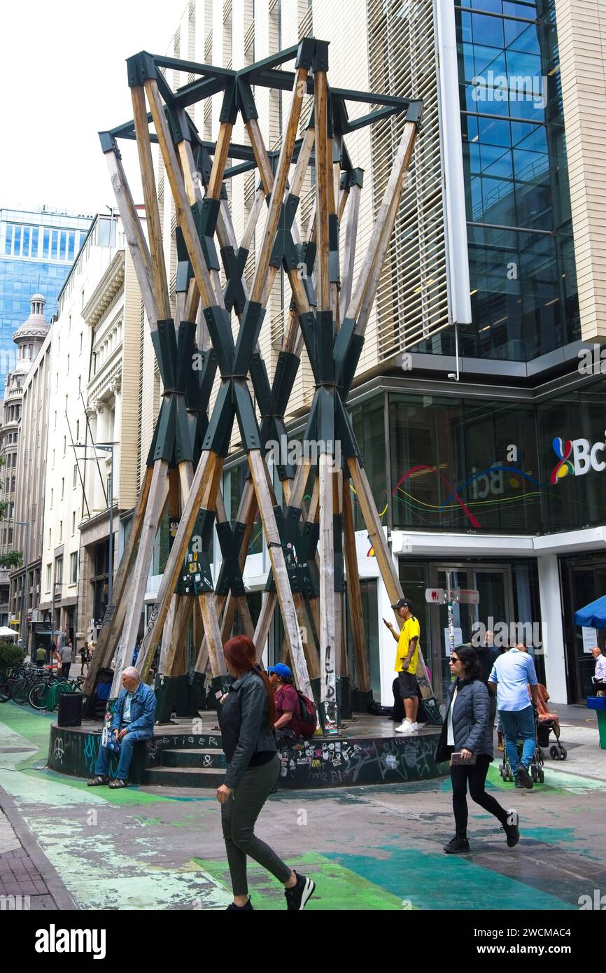Santiago, Chile, Art Installation on the Paseo Bandera a colourful ...