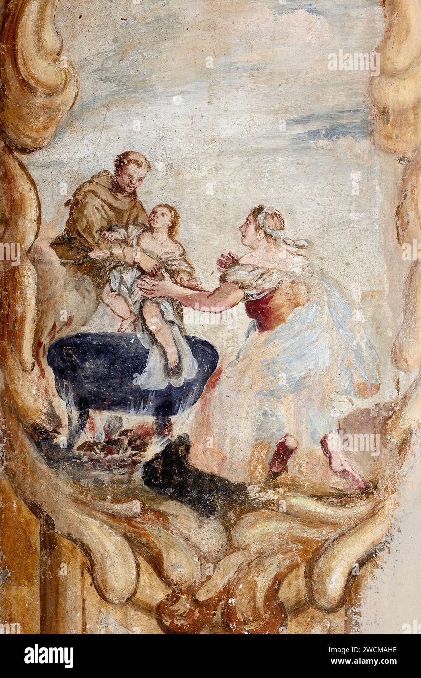 Miracolo di S.Antonio da Padova - affresco - pittore del XVIII secolo ...