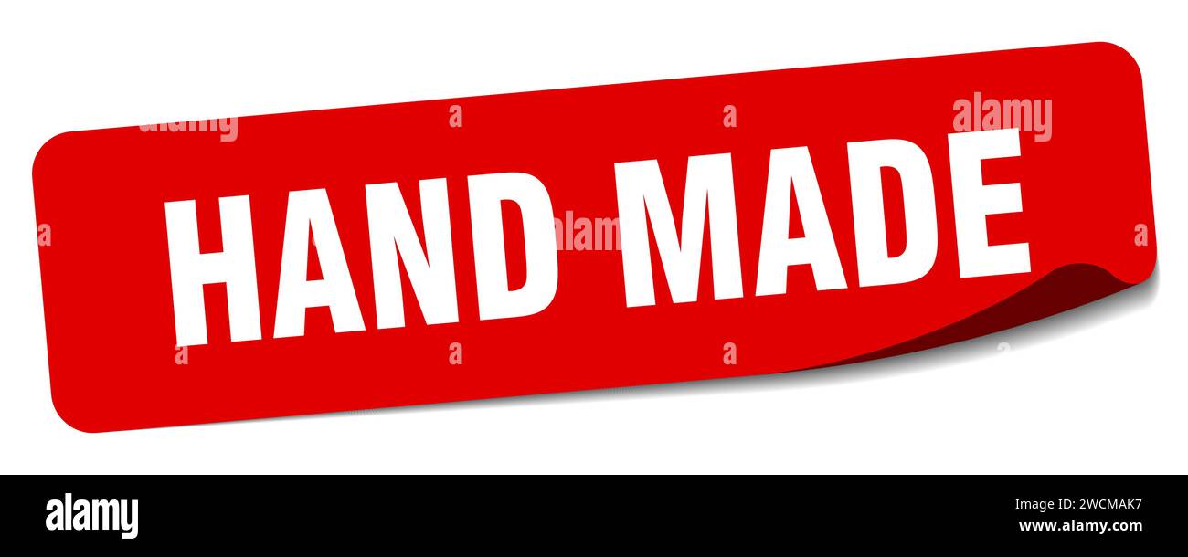 hand made sticker. hand made rectangular label isolated on white ...