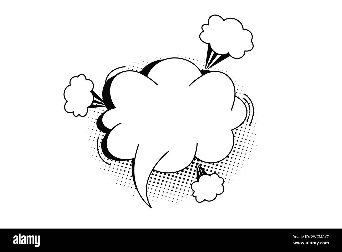 Pow bubble speech comic expression frame cartoon doodle isolated on ...