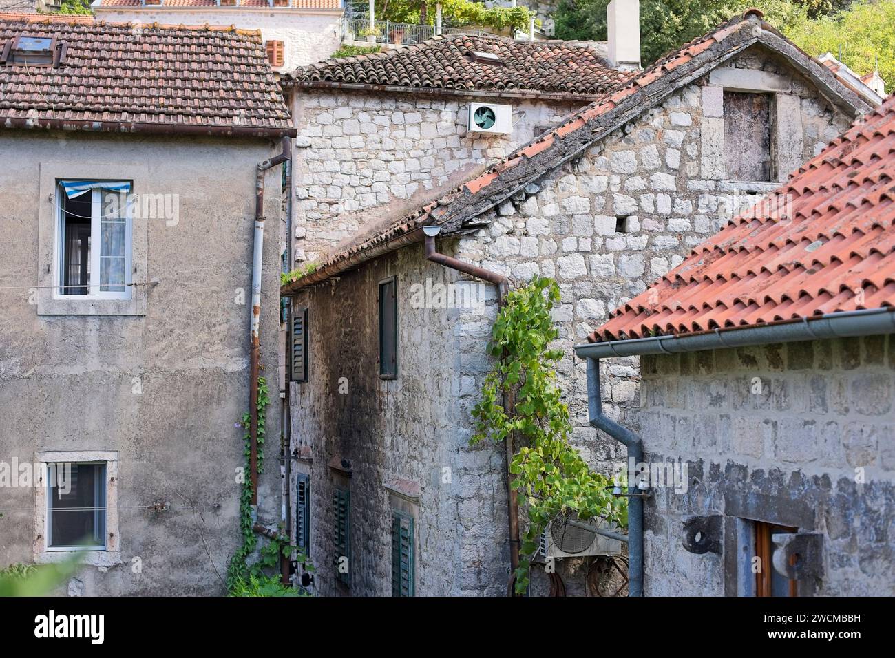 Old European City, the historic stone buildings and terracotta roofs of ...