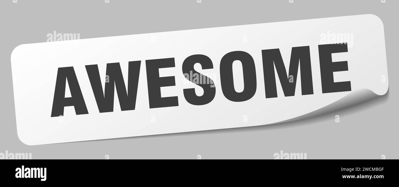 awesome sticker. awesome rectangular label isolated on white background ...