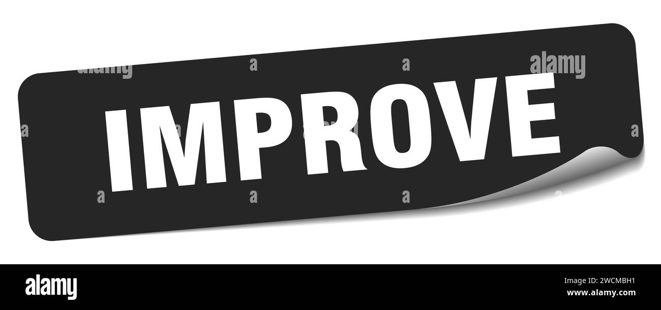 improve sticker. improve rectangular label isolated on white background ...