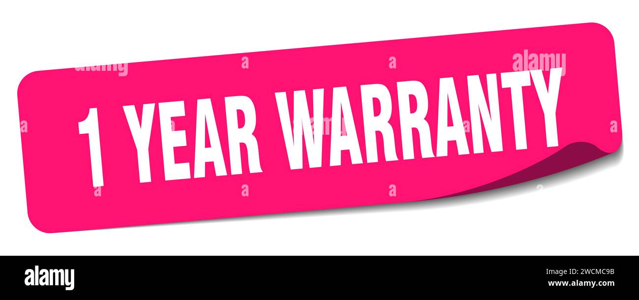 1 year warranty sticker. 1 year warranty rectangular label isolated on ...