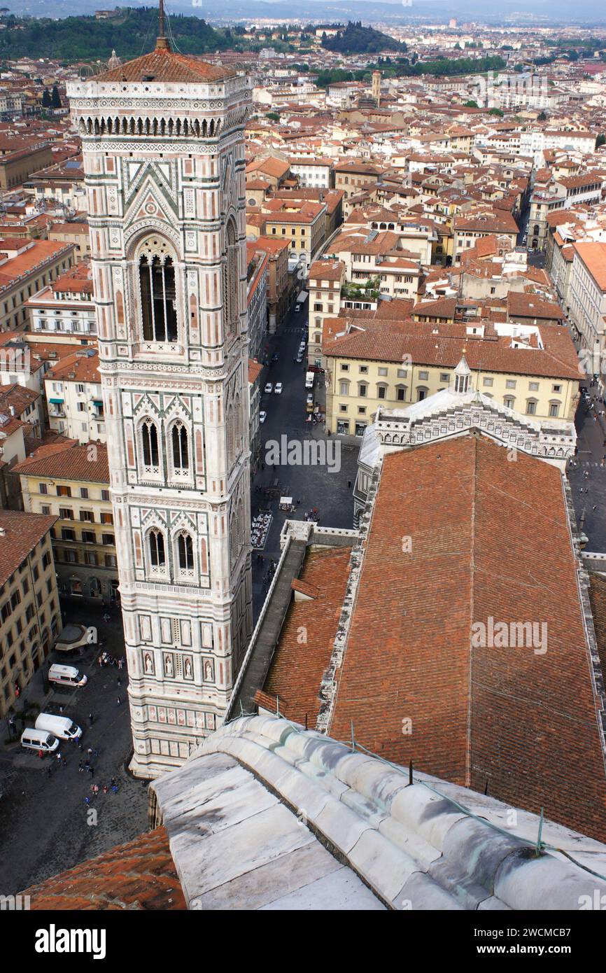 Details of the Campanile, the belltower of the Florence Dome, from high ...