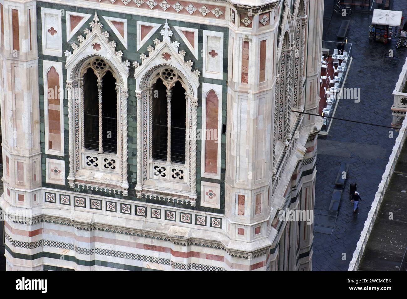 Details of the Campanile, the belltower of the Florence Dome, from high vantage point Stock ...