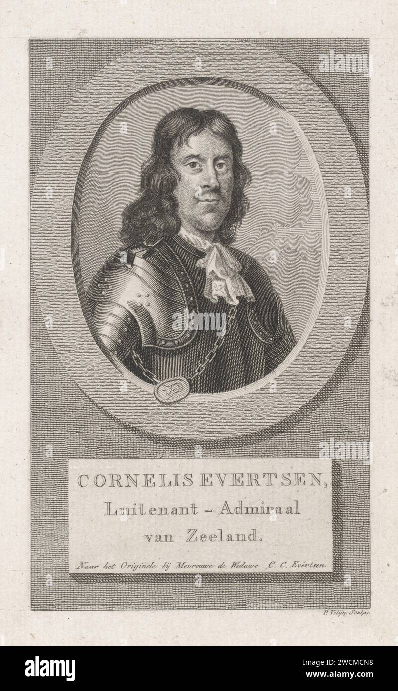 Portrait of Cornelis Evertsen, Philippus Velijn, 1797 - 1836 print ...