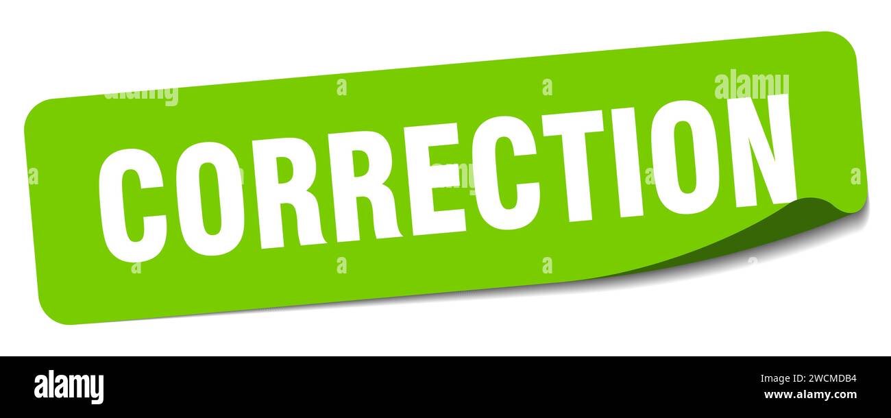correction sticker. correction rectangular label isolated on white ...