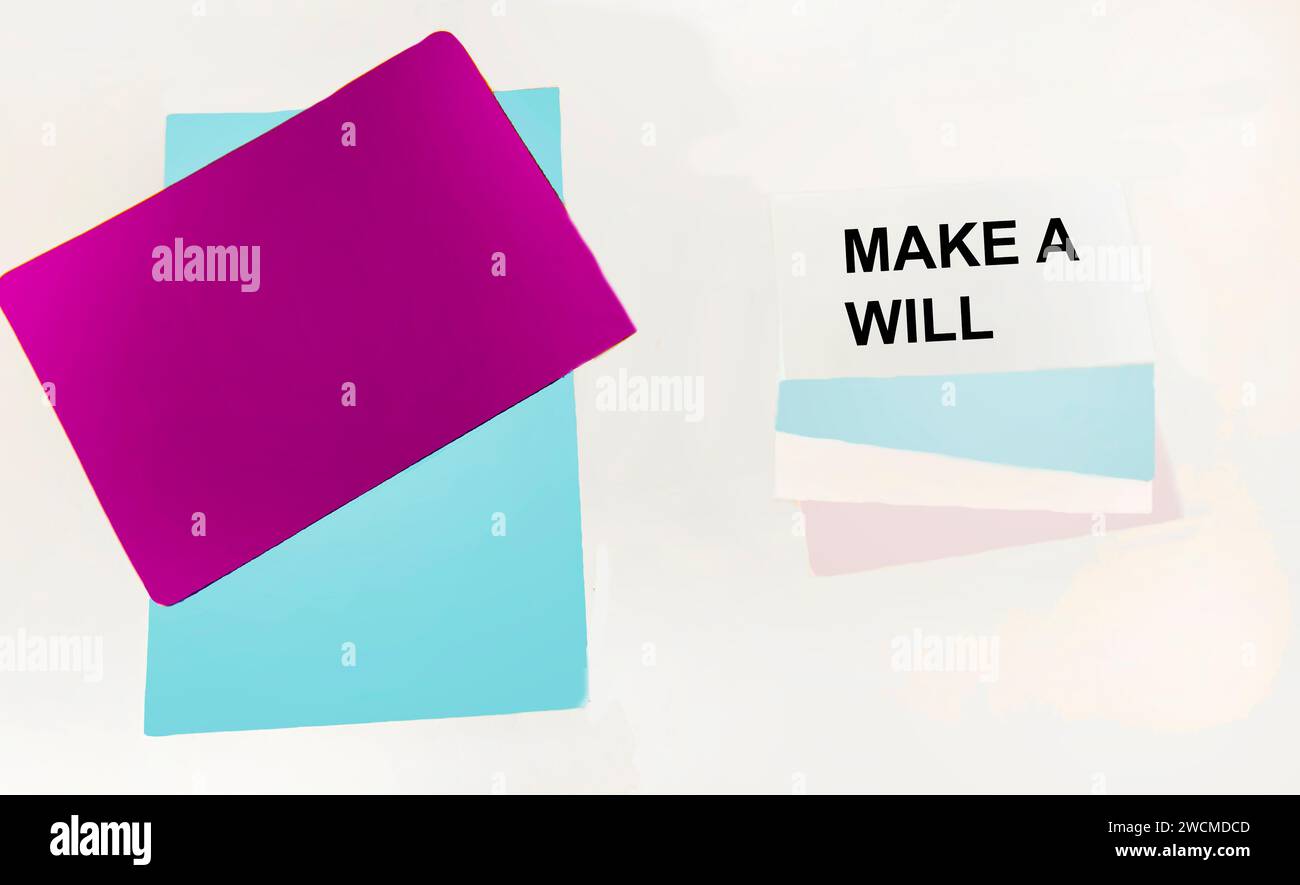 Word text Make a will on white paper on office table Stock Photo - Alamy