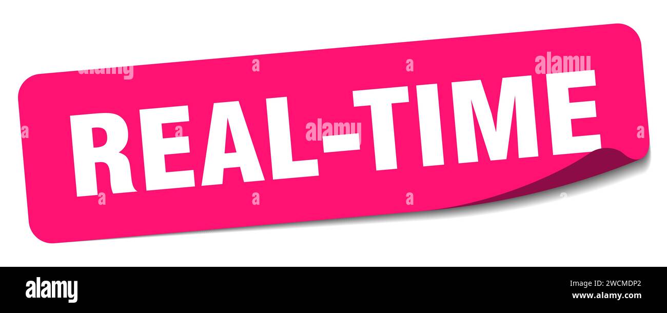 real-time sticker. real-time rectangular label isolated on white ...